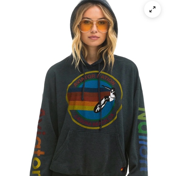 Aviator Nation | Tops | Aviator Nation Multicolor Logo Hoodie | Poshmark